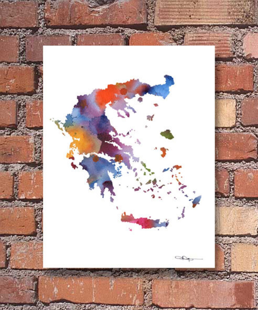 Greece Map Watercolor Map Wall Decor - Etsy