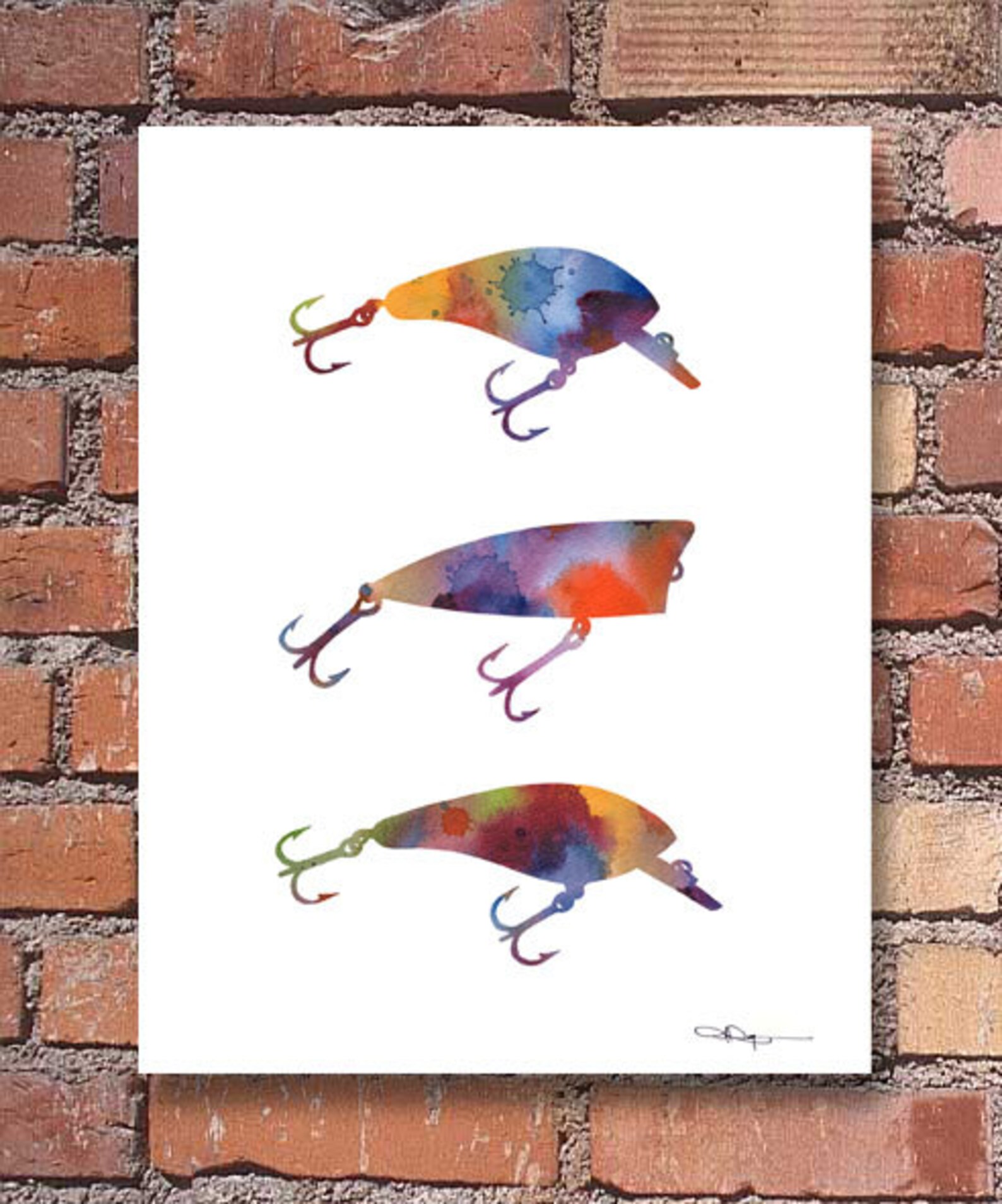 Bass Fishing Lures Art Print Abstract Watercolor Painting Wall Decor - Etsy