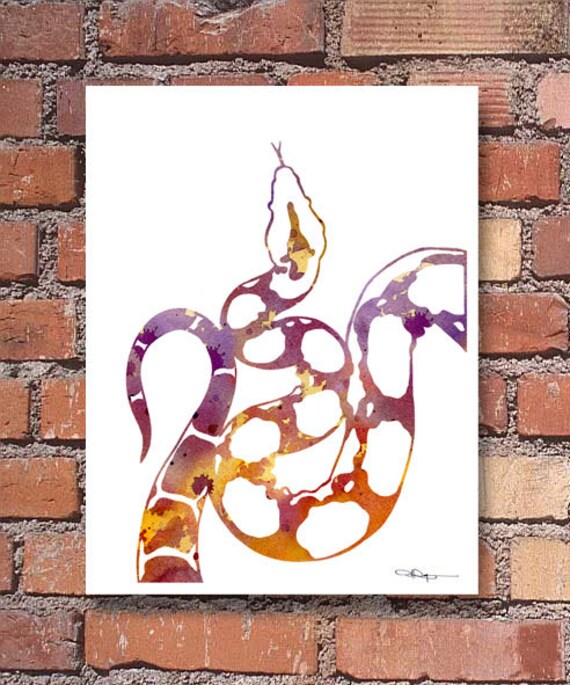 Boa Constrictor Art Print Abstract Watercolor Painting | Etsy