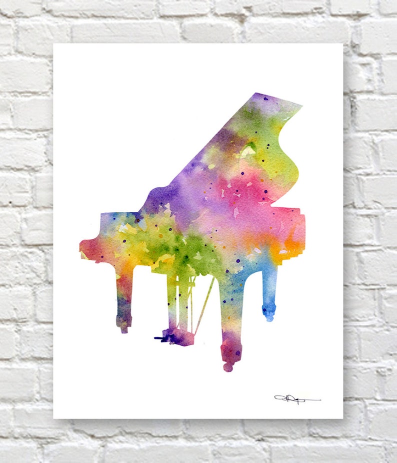 Piano Art Print Abstract Watercolor Painting Music Wall - Etsy