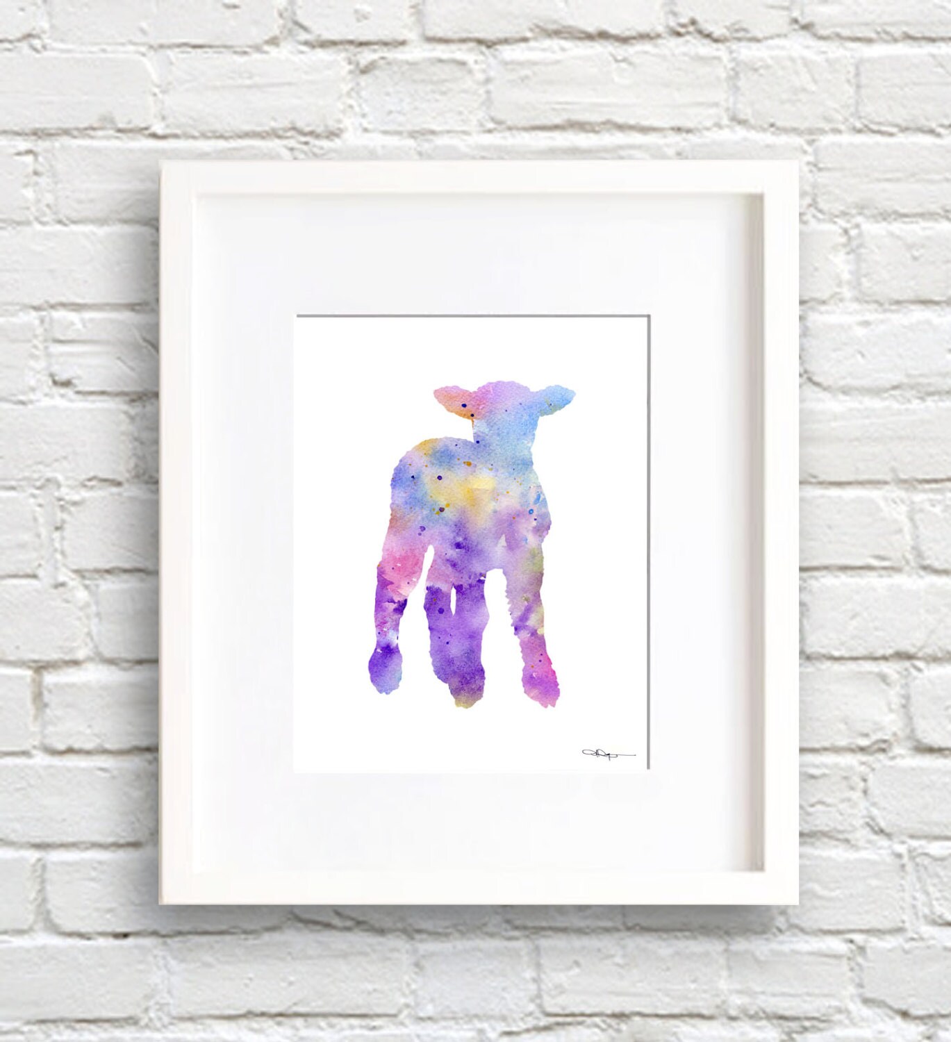 Lamb Art Print Abstract Nursery Watercolor Painting Wall | Etsy