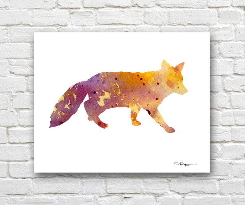 Fox Art Print Abstract Watercolor Painting Wall Decor - Etsy