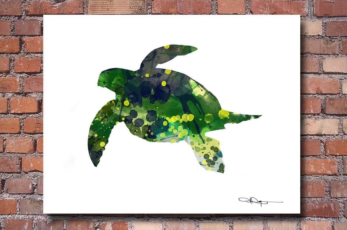 Sea Turtle Art Print Abstract Watercolor Painting Wall - Etsy