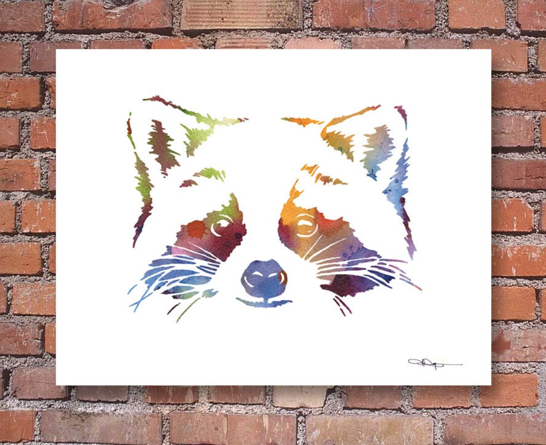 Raccoon Art Print Abstract Wildlife Watercolor Painting Wall Decor - Etsy