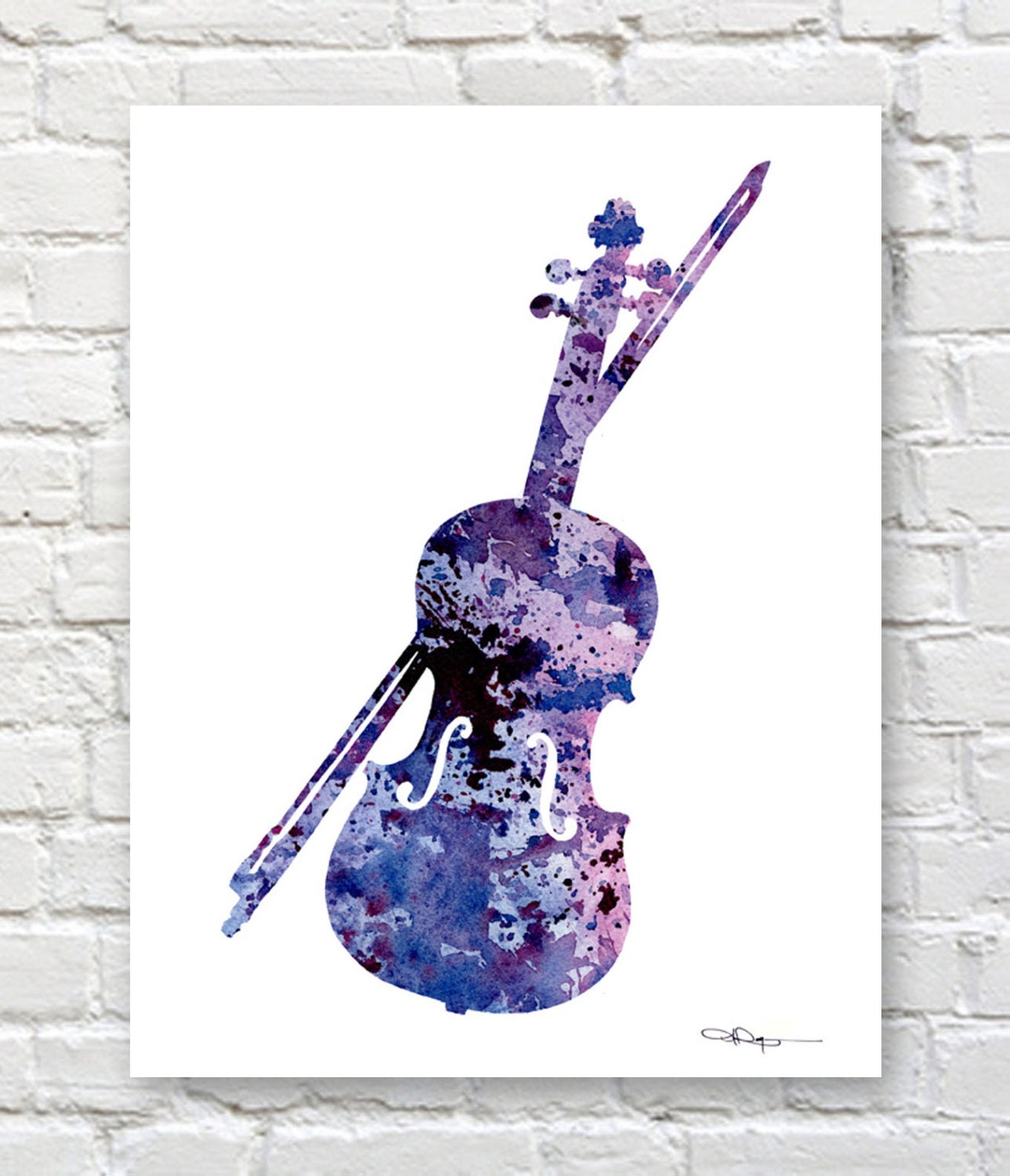 Violin Art Print Abstract Watercolor Painting Music Wall | Etsy
