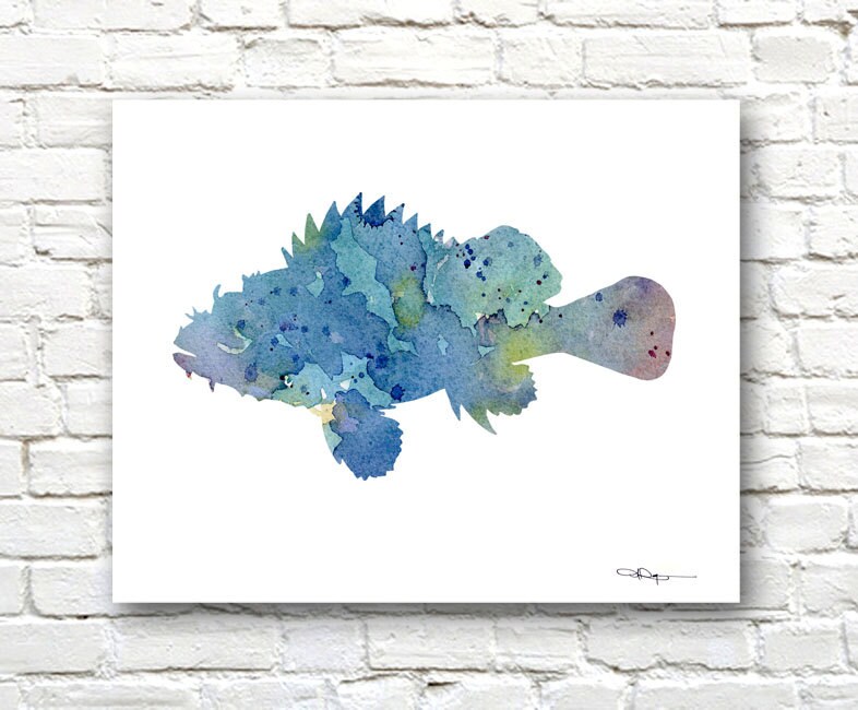 Cod Fish Art Print Abstract Kitchen Watercolor Painting - Etsy