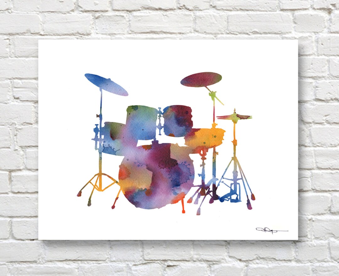 Drums Art Print - Abstract Watercolor Painting - Drum Set Music Wall ...
