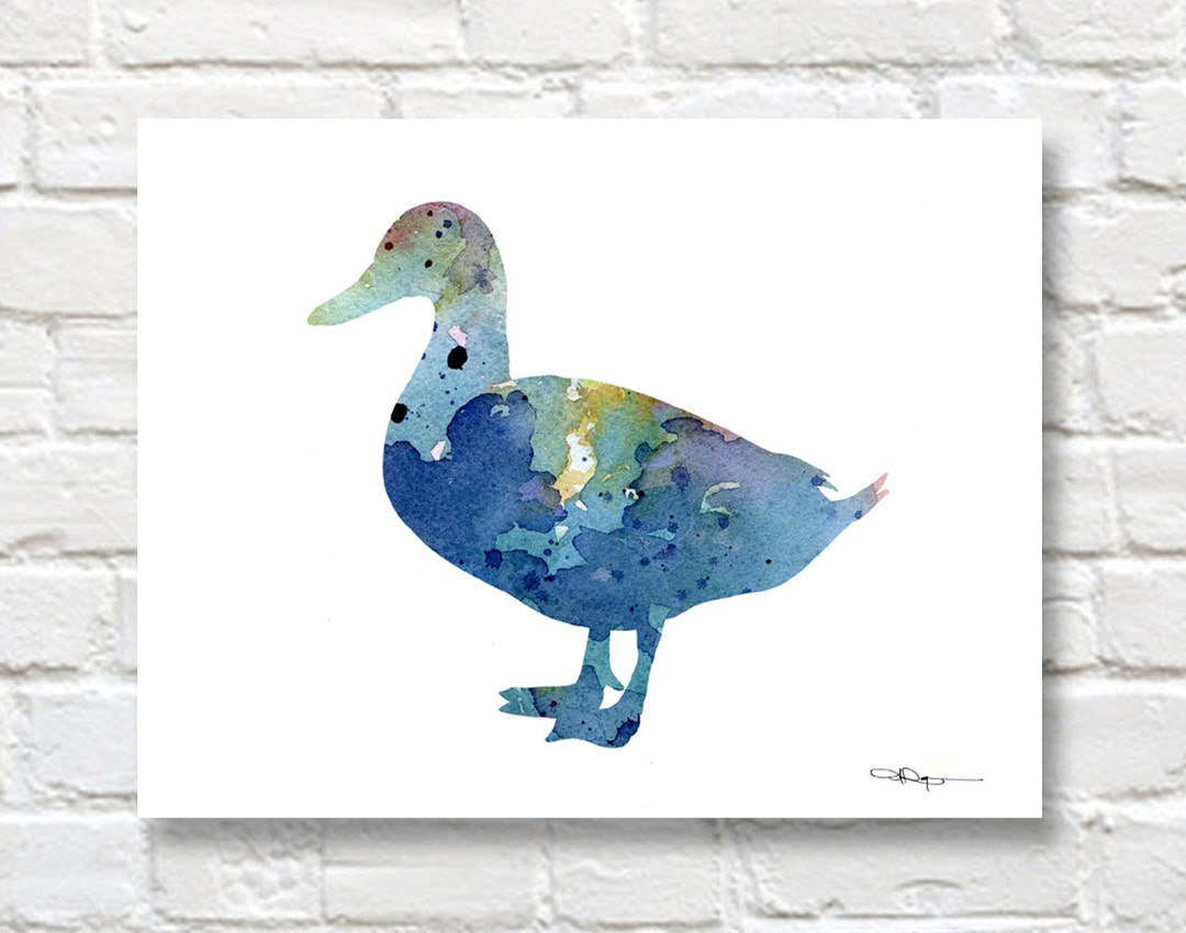 Blue Duck Art Print Abstract Watercolor Painting Wall Decor - Etsy