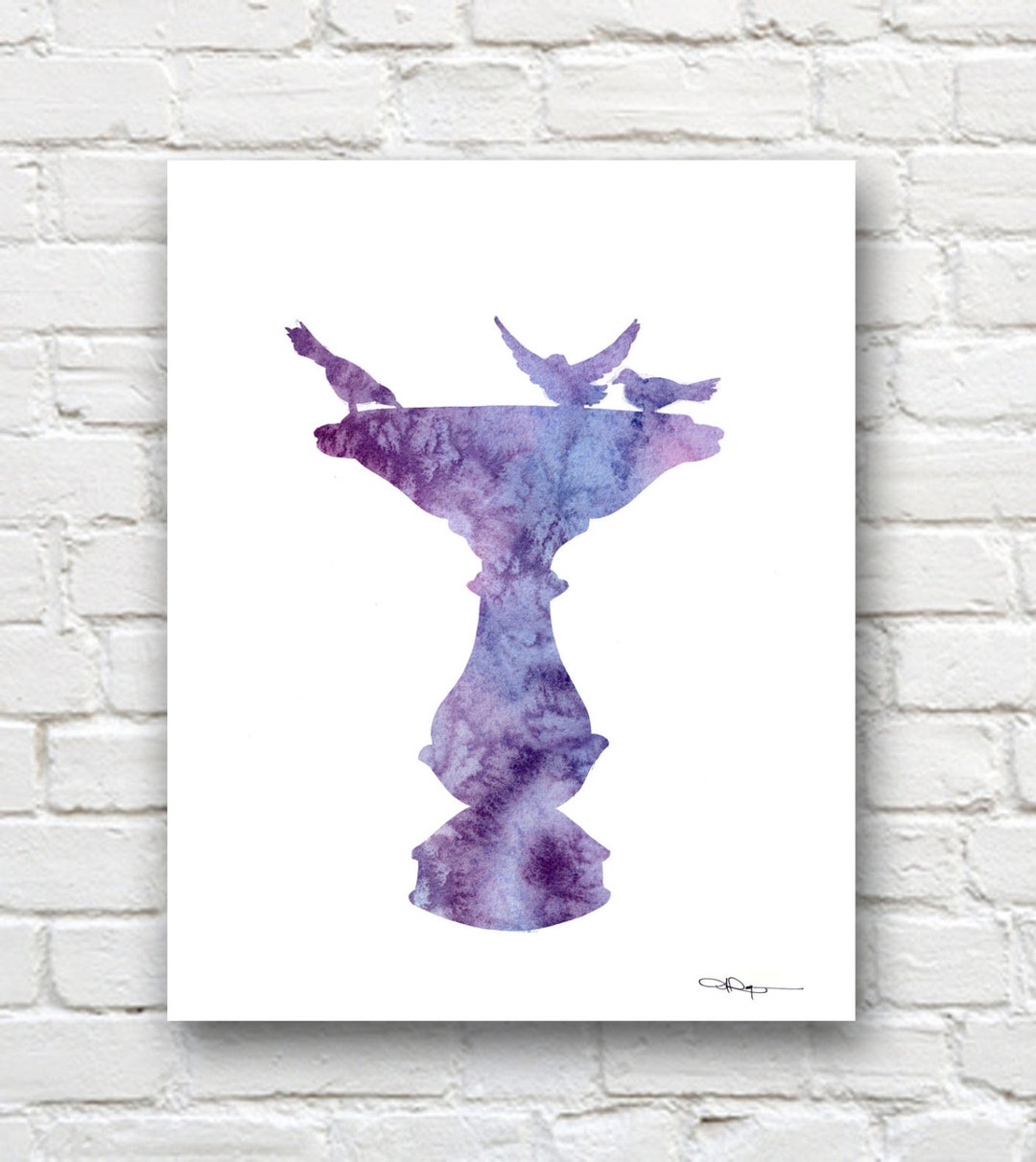 Watercolor Bird Bath Art Print Abstract Painting Wall Decor - Etsy