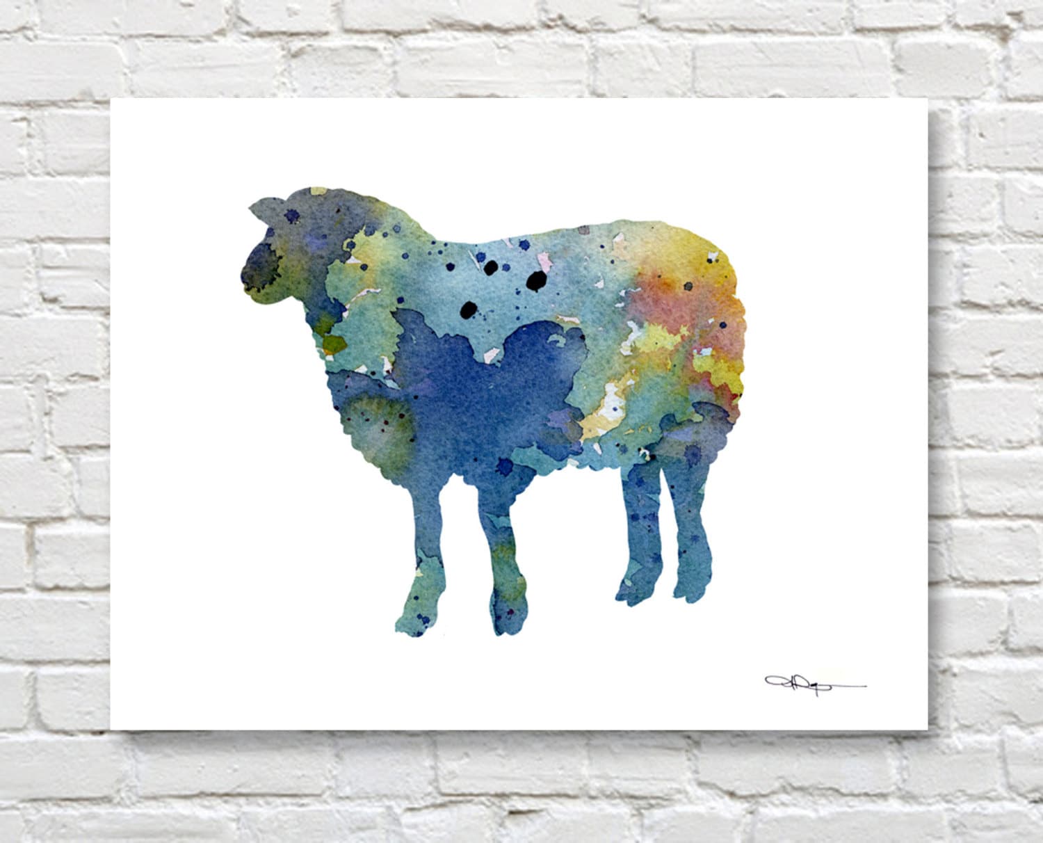 Blue Sheep Art Print Abstract Watercolor Painting Wall | Etsy