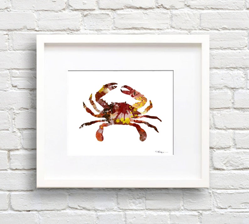 Crab Art Print Abstract Watercolor Painting Kitchen Art - Etsy