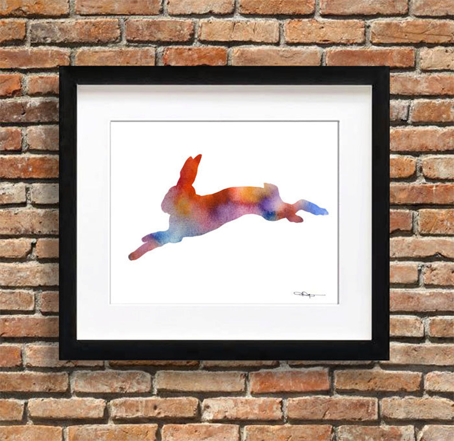 Running Hare Art Print Abstract Rabbit Watercolor Painting | Etsy