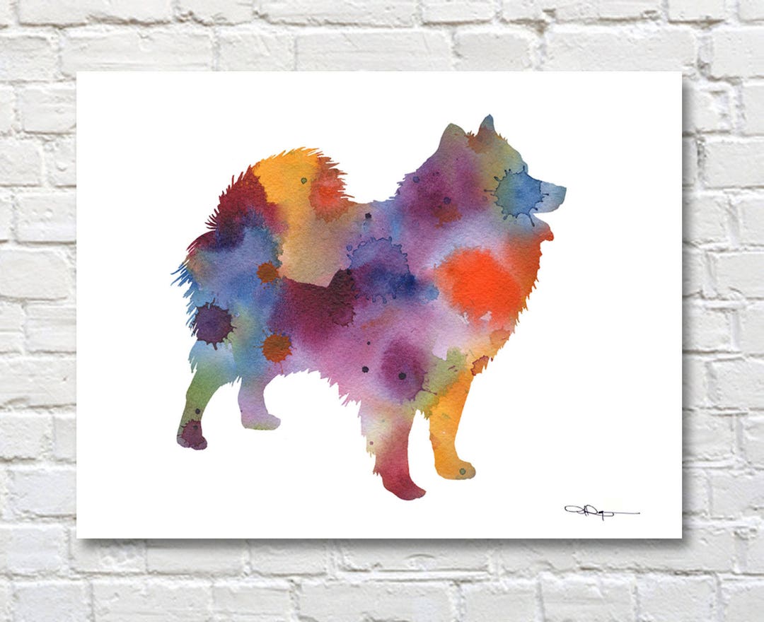 American Eskimo Art Print Abstract Watercolor Painting Wall Decor - Etsy