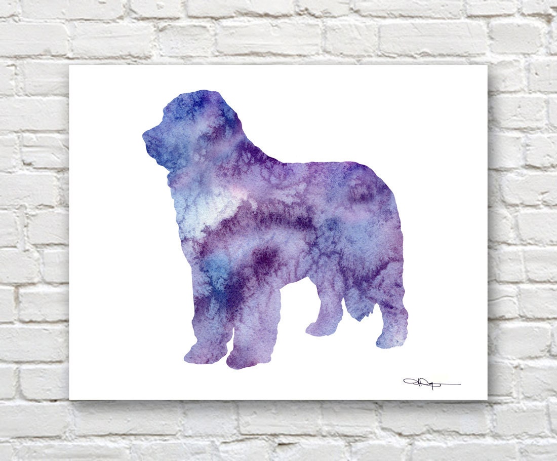 Purple Newfoundland Art Print Abstract Watercolor Painting | Etsy