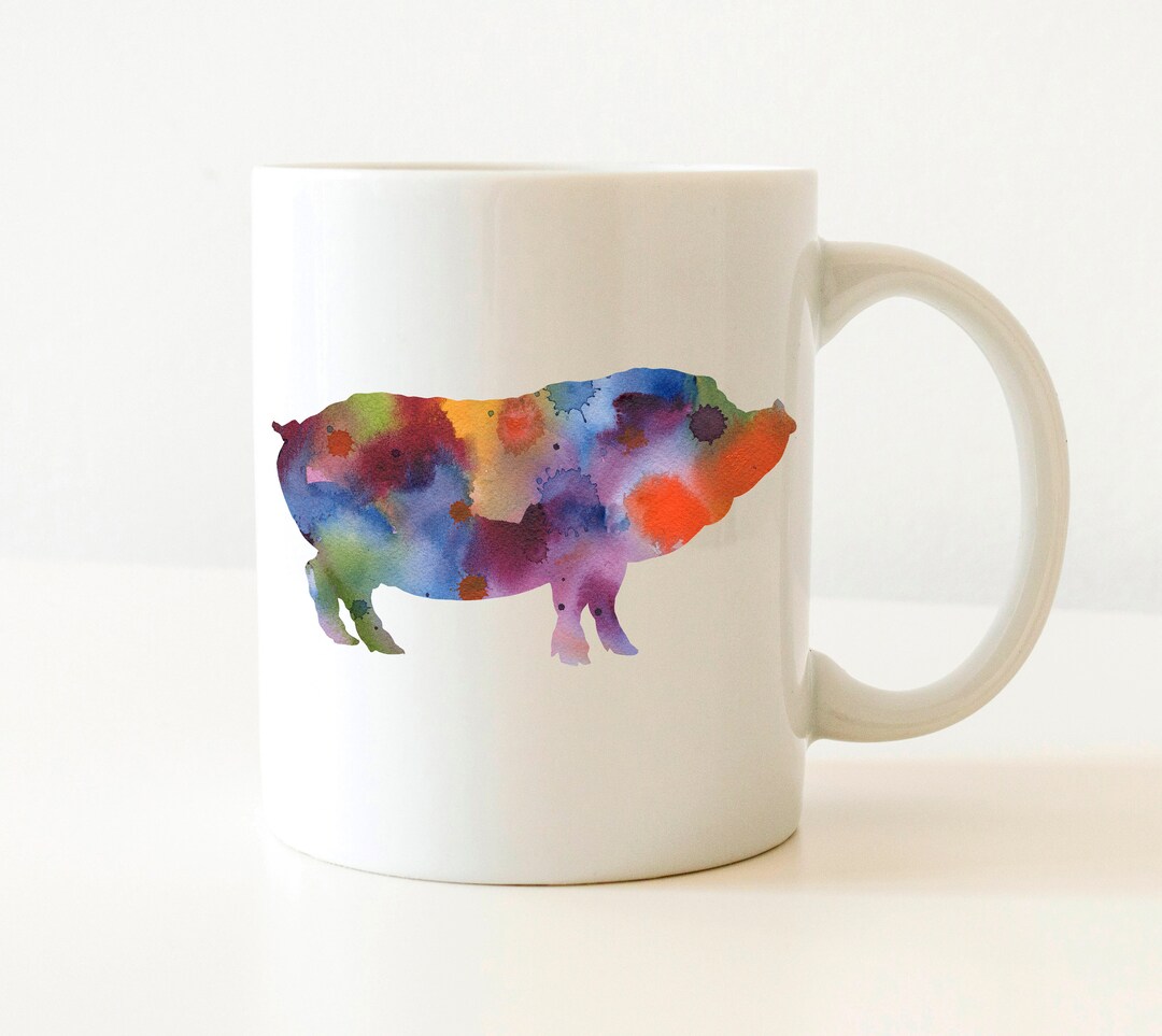 Pot Bellied Pig Mug - Pot Bellied Pig Lover Gift - Colorful Pot Bellied ...