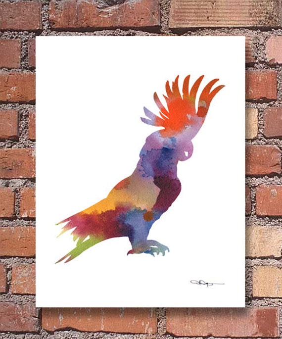 Cockatoo Art Print Abstract Watercolor Painting Animal Art | Etsy