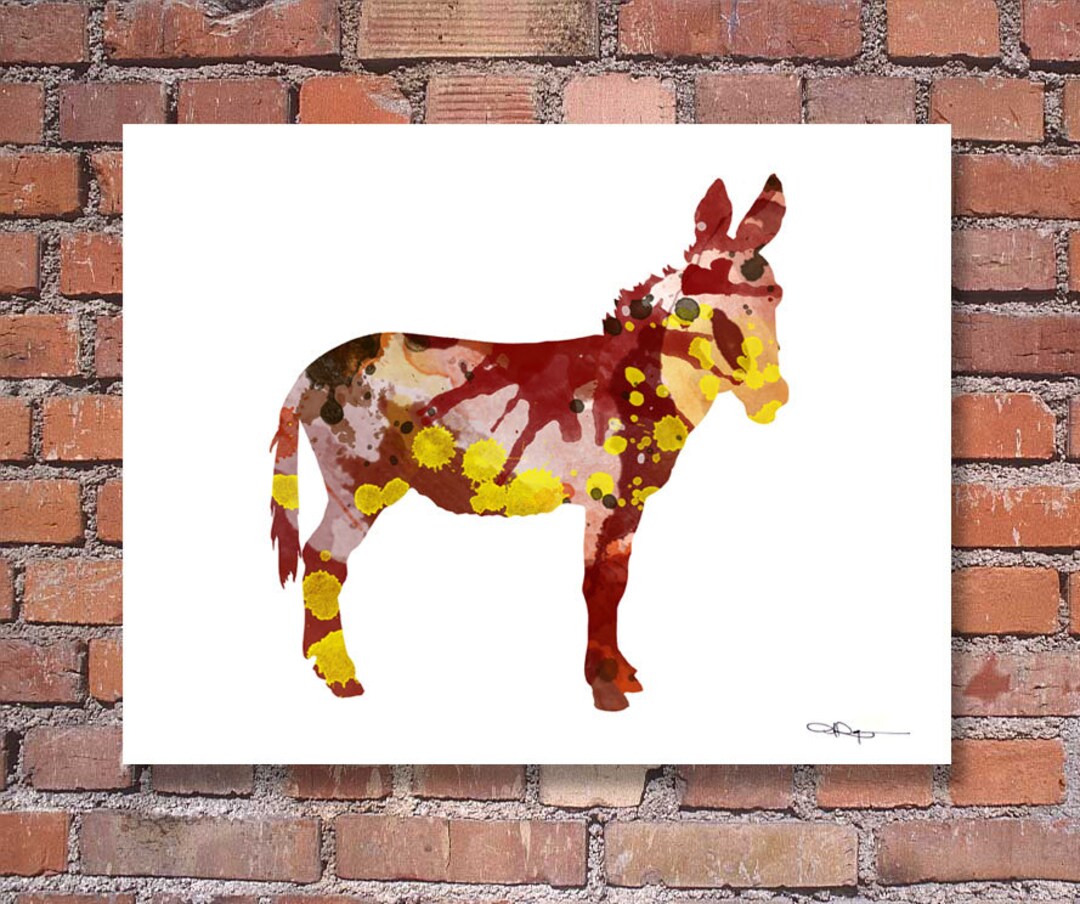 Donkey Art Print Abstract Burro Watercolor Painting Wall - Etsy