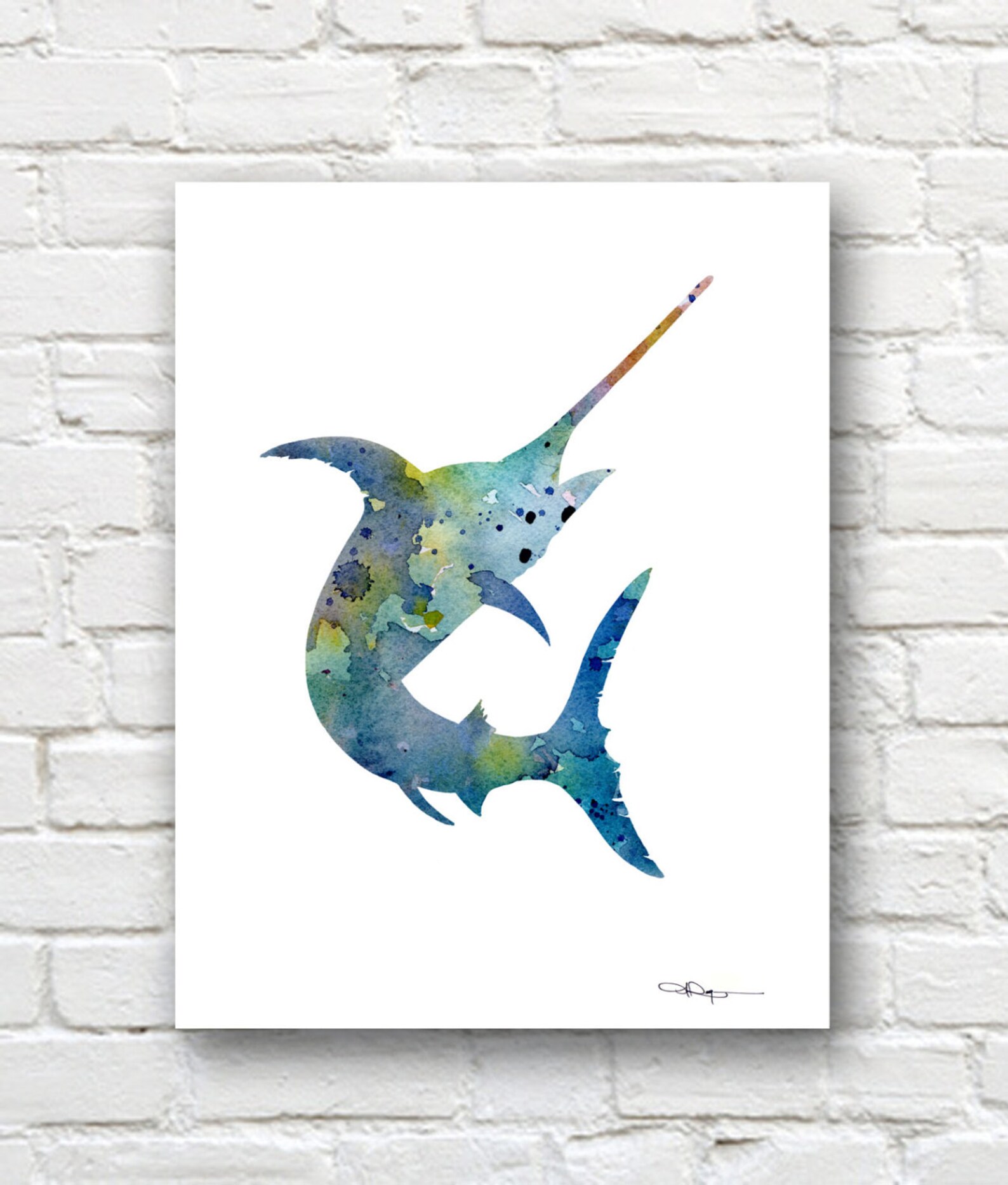 Swordfish Art Print Abstract Watercolor Painting Wall - Etsy Denmark