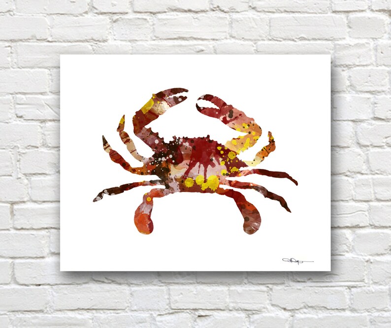 Crab Art Print Abstract Watercolor Painting Kitchen Art - Etsy