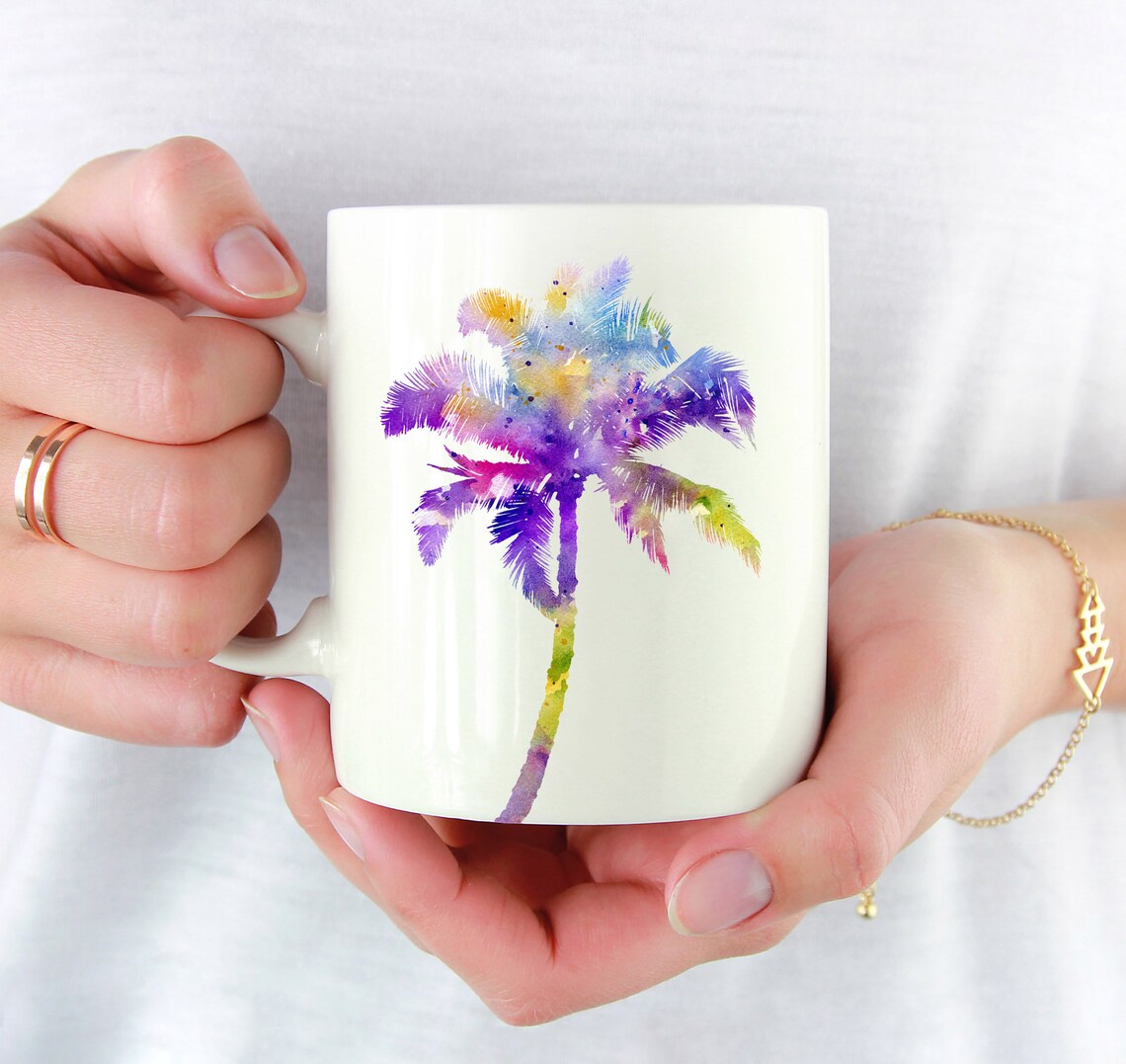 Palm Tree Mug Palm Tree Gift Palm Tree Watercolor Art Mug - Etsy