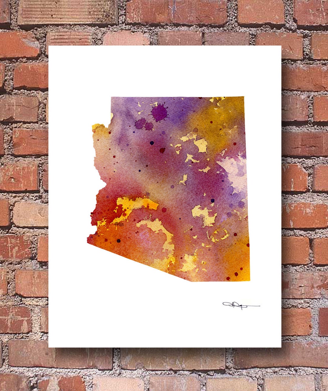Arizona Map Art Print Abstract Watercolor Painting Wall Decor - Etsy
