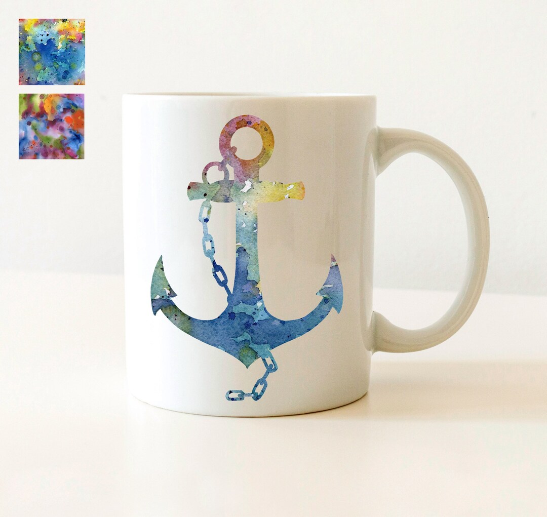 Anchor Mug Anchor Gift Anchor Watercolor Art Mug Anchor Coffee Mug ...