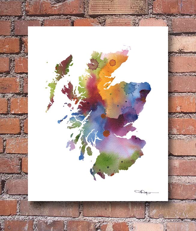 Scotland Map Art Print Abstract Watercolor Wall Decor - Etsy UK