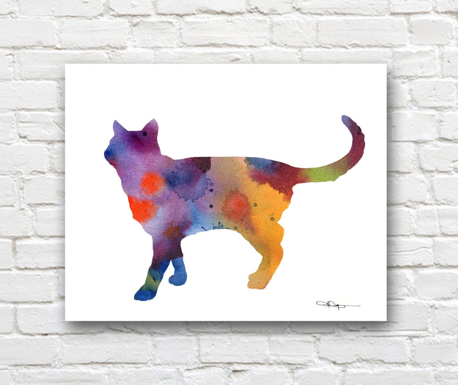 Cat Art Print Abstract Watercolor Painting Wall Decor | Etsy