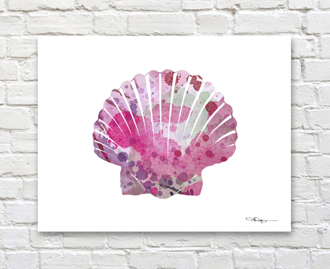 Sea Shell Scallop Print Abstract Watercolor Painting Wall Decor - Etsy