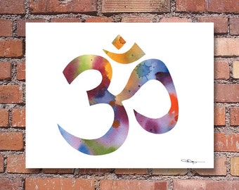 Om Symbol Art Print Watercolor Painting Yoga Poster Black and White ...