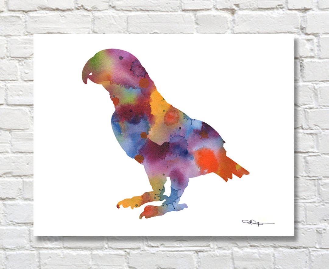 African Grey Art Print Parrot Art Print Abstract - Etsy