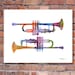 Trumpets Art Print Abstract Watercolor Painting Jazz Music Wall Decor ...