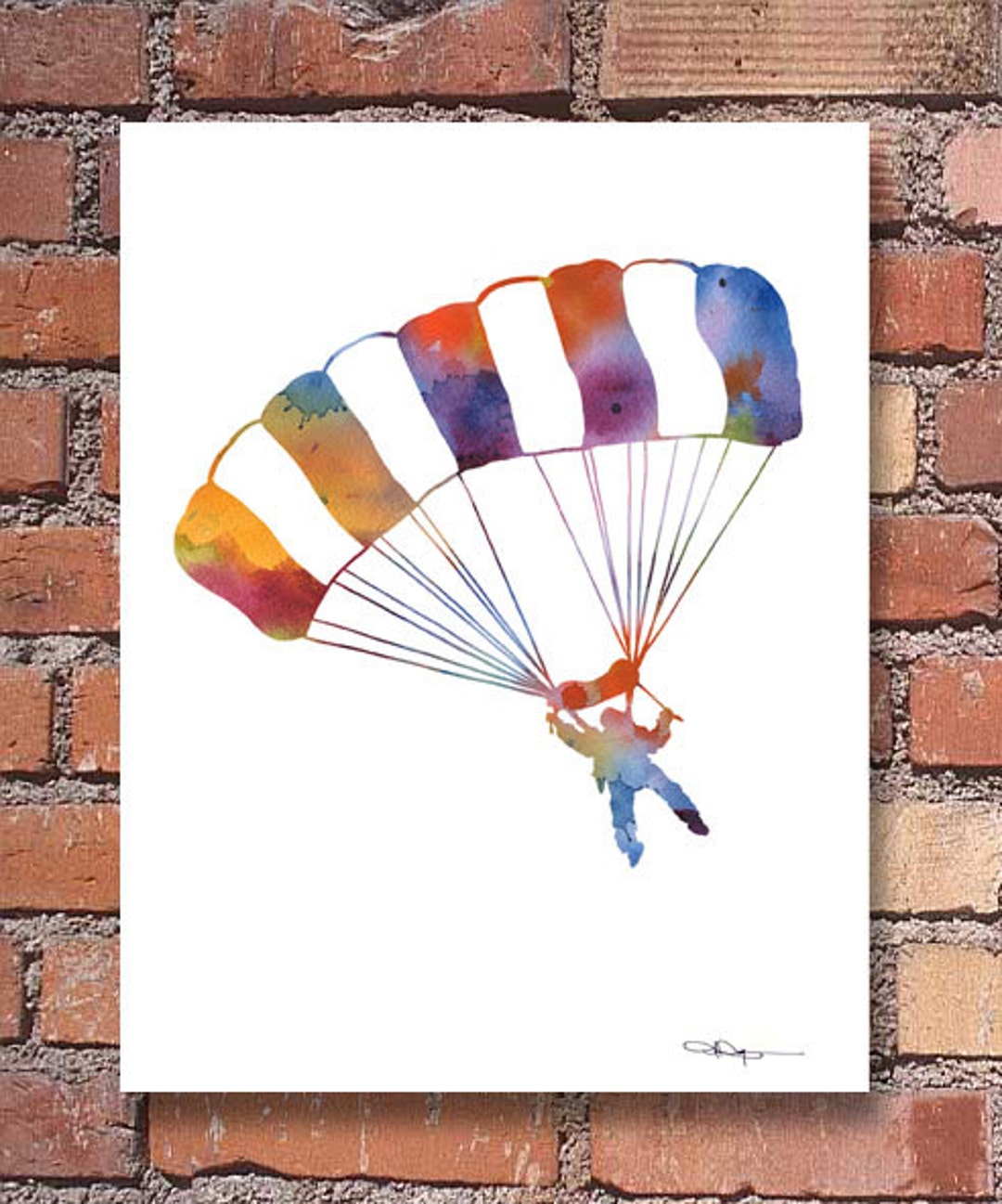 Skydiver Art Print Abstract Watercolor Painting Wall Decor - Etsy