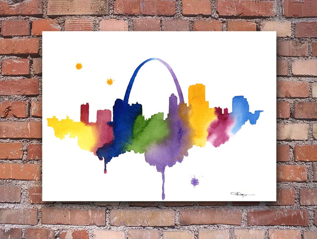 St Louis Skyline Abstract Watercolor Missouri Art Print Wall Decor - Etsy
