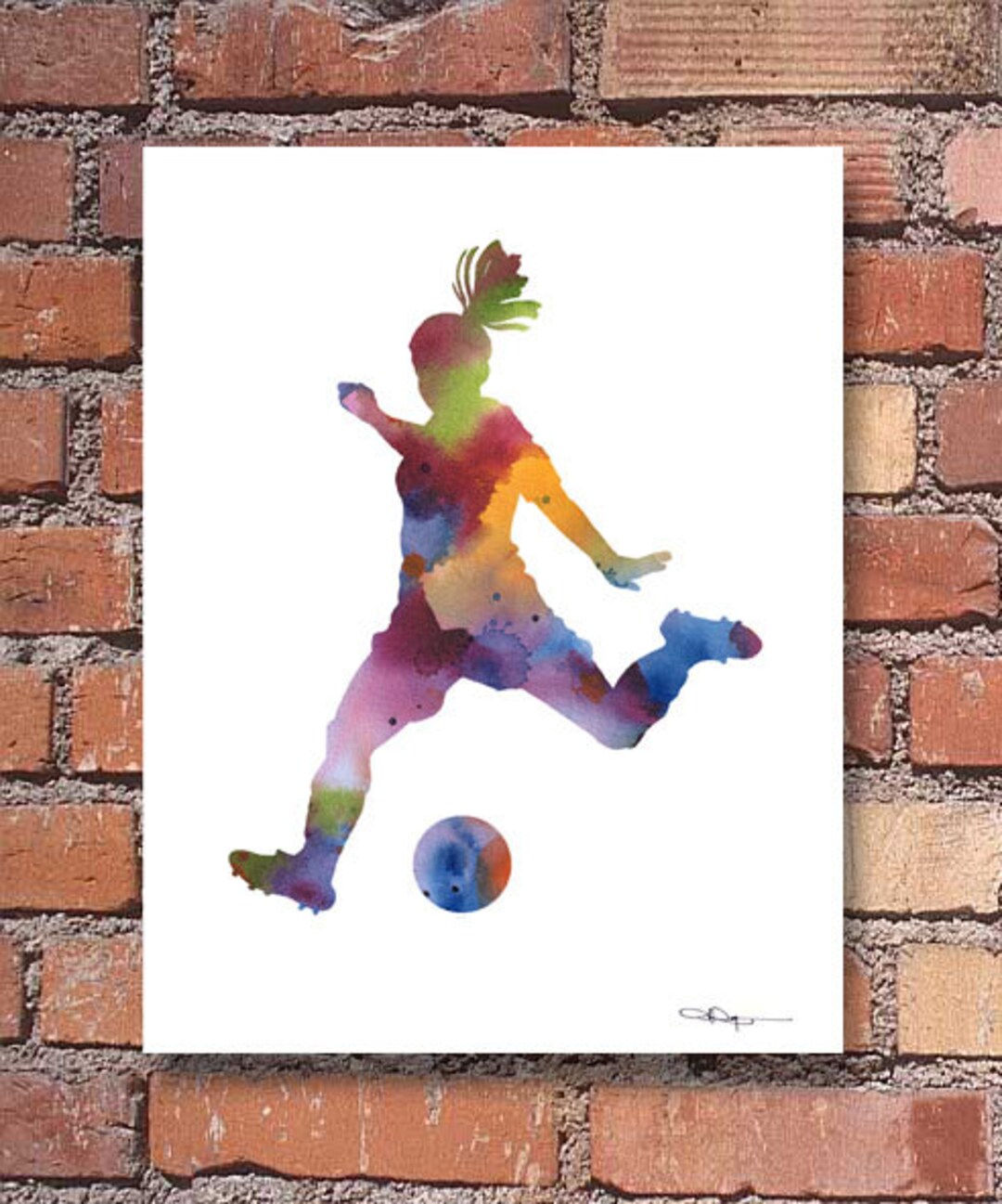 Girl Soccer Art Print - Abstract Watercolor Painting - Wall Decor - Etsy