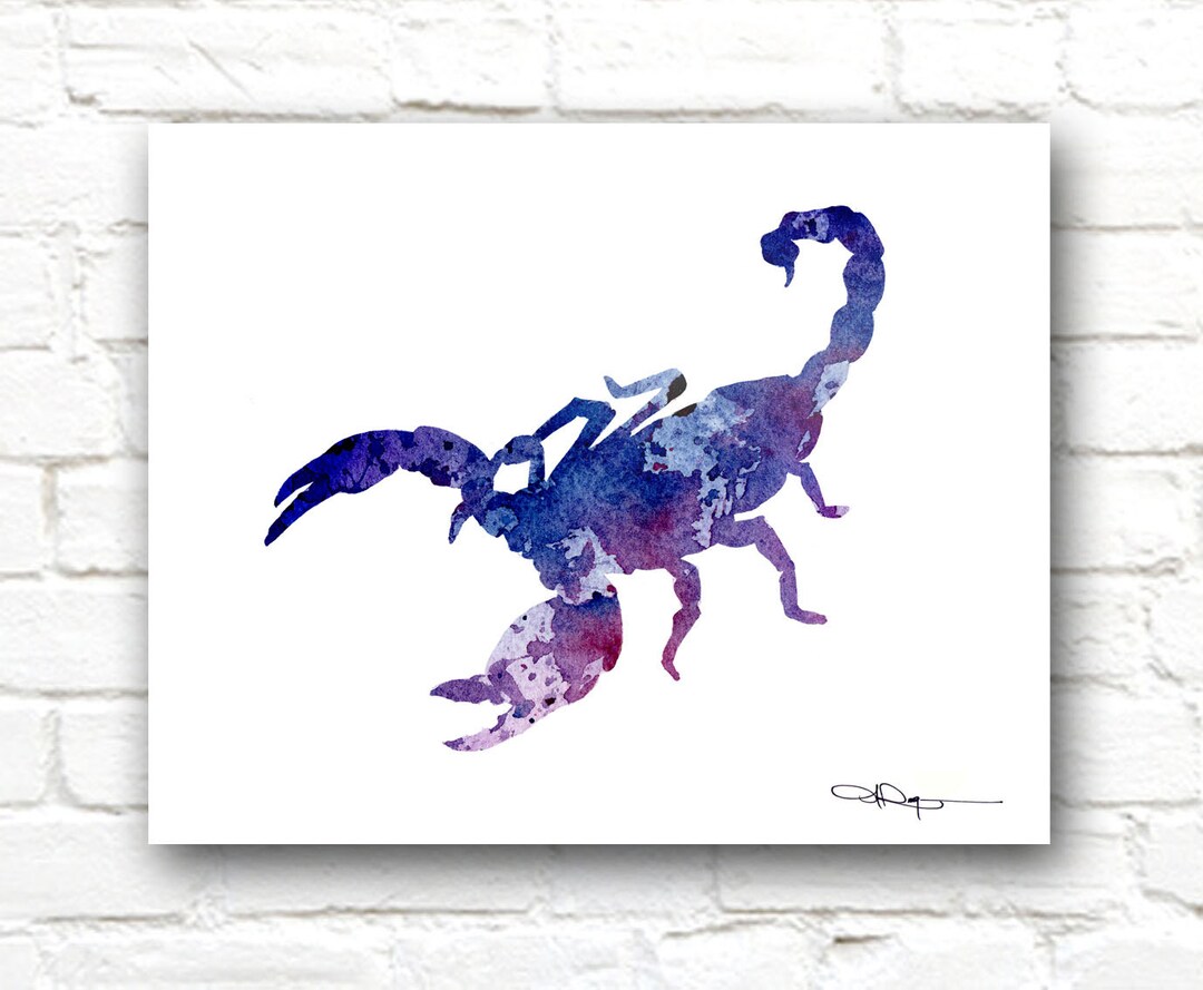 Blue Scorpion Art Print abstract Watercolor Painting Wall Decor - Etsy