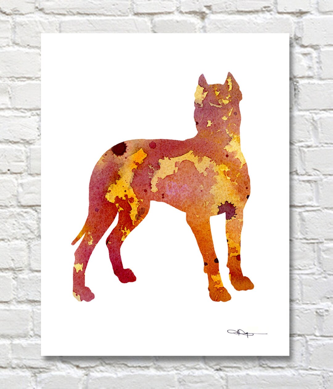 Dogo Argentino Art Print Abstract Watercolor Painting Dog - Etsy