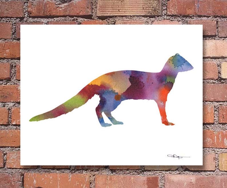 Mongoose Art Print Abstract Watercolor Painting Wall Decor | Etsy