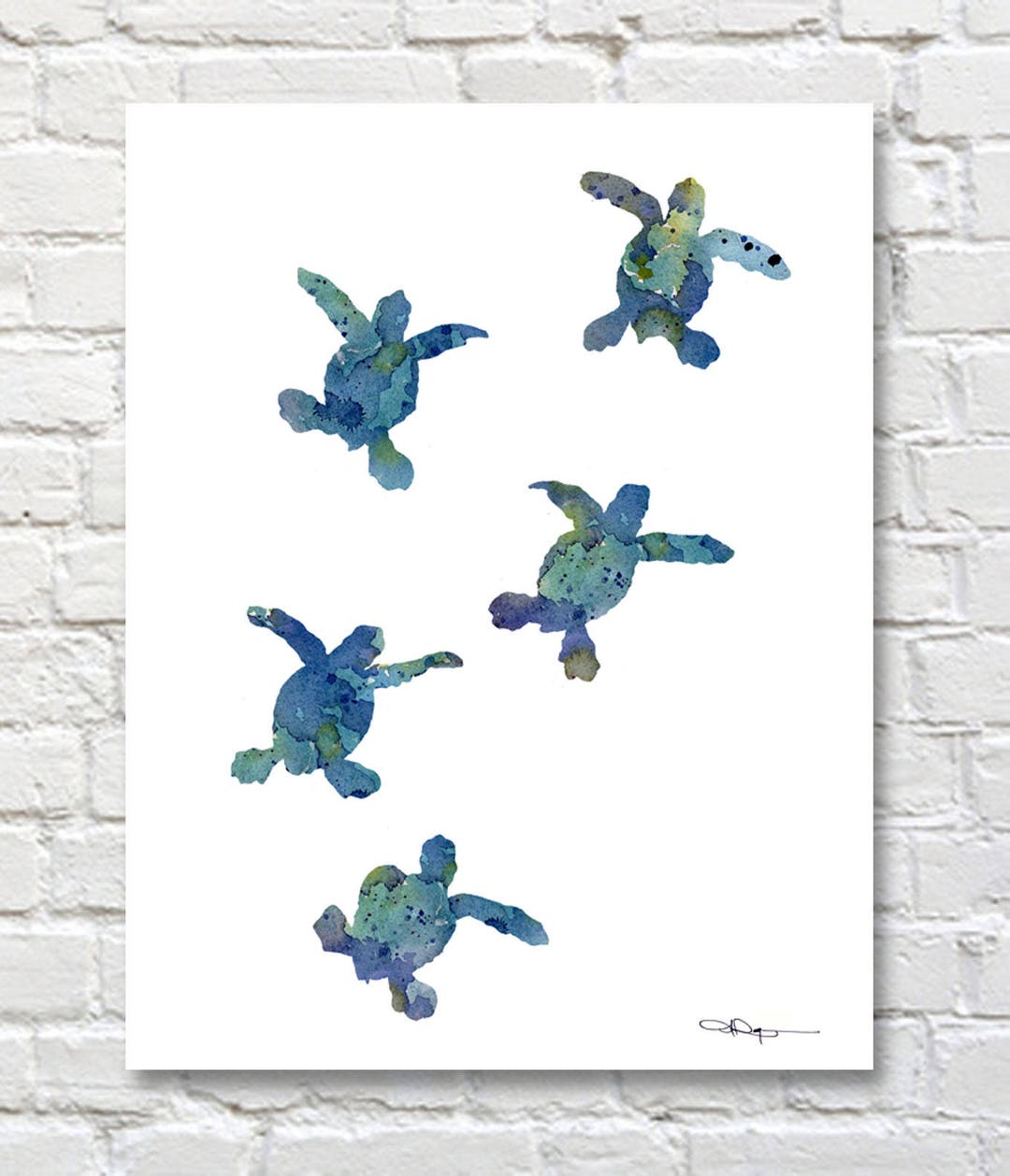 Baby Sea Turtles Art Print - Abstract Watercolor Painting - Sea Turtle ...