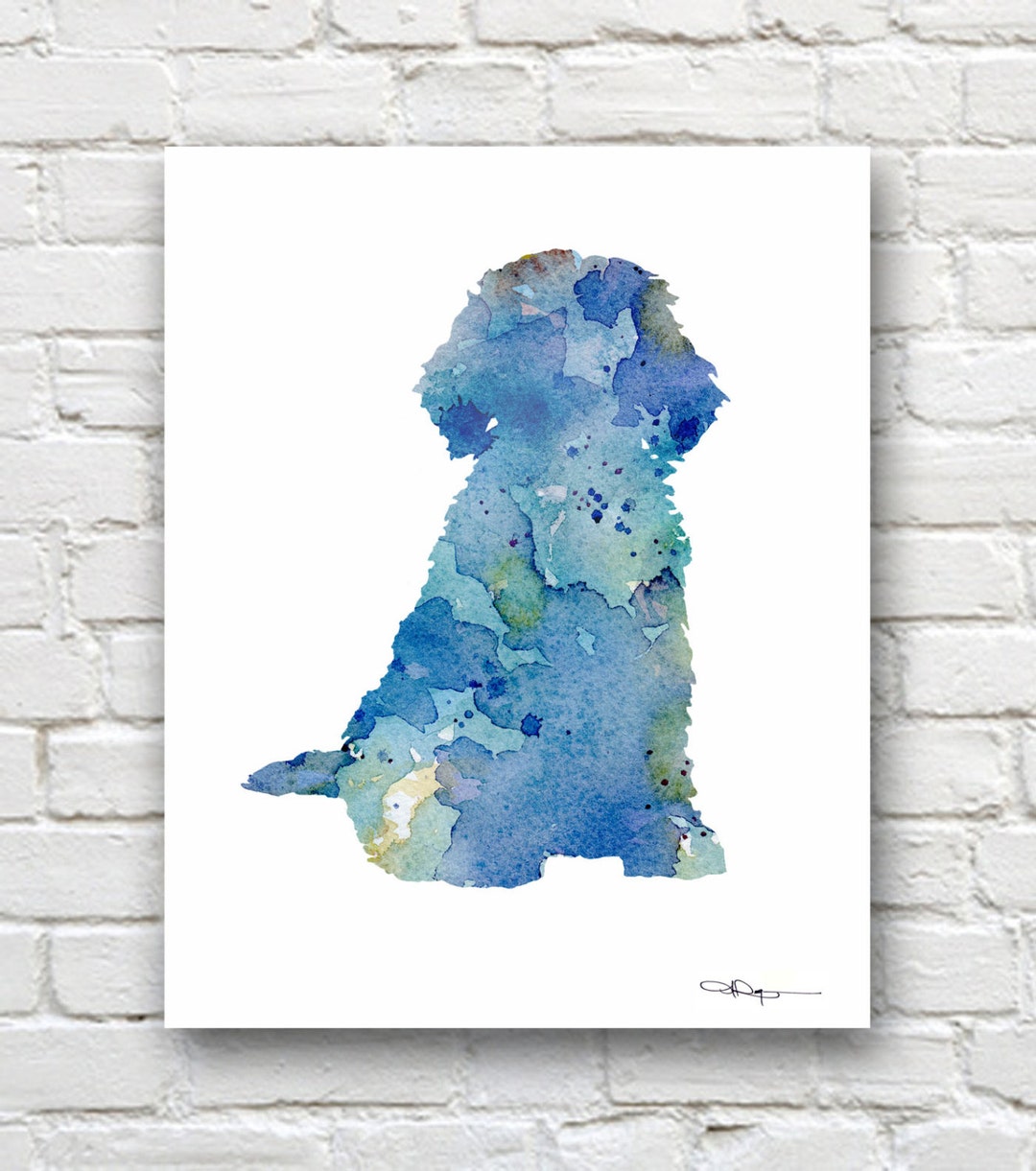 Blue Cockapoo Art Print Abstract Watercolor Painting Wall Decor - Etsy