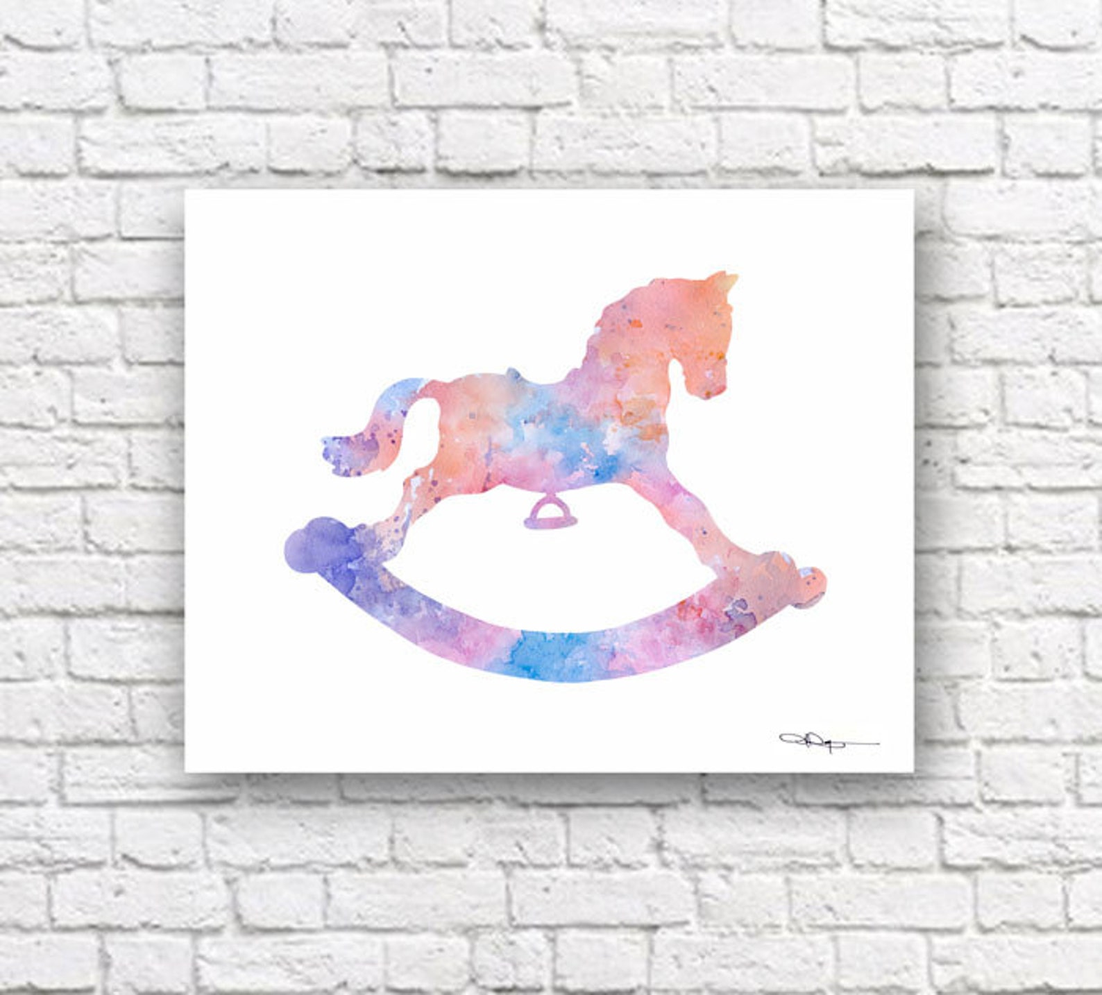 Rocking Horse Art Print Watercolor Abstract Painting - Etsy