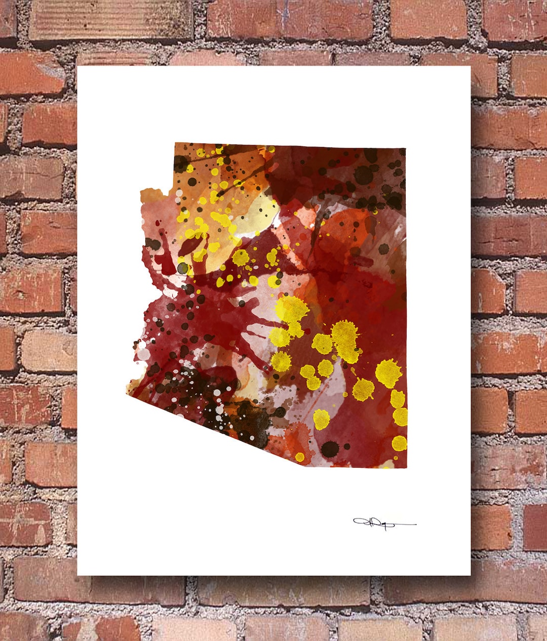 Arizona Map Art Print Abstract Watercolor Painting Wall Decor - Etsy