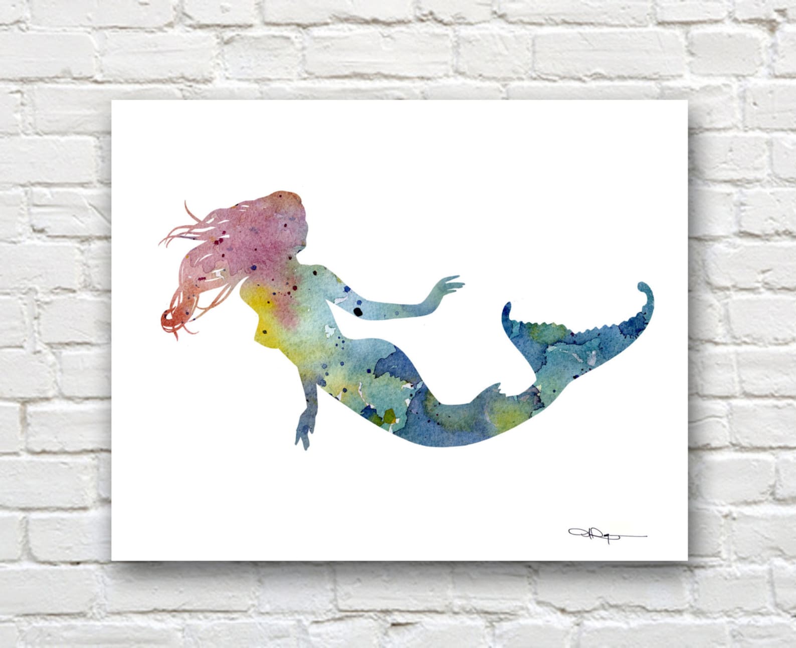 Mermaid Art Print Abstract Watercolor Painting Fantasy Art - Etsy