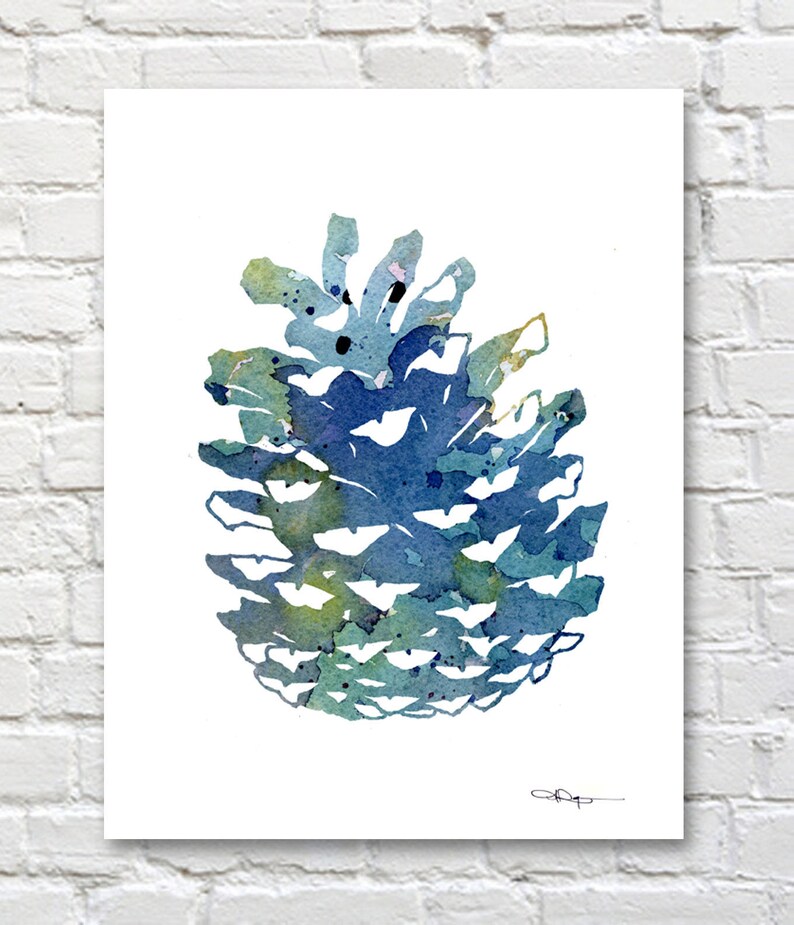 Pine Cone Art Print Abstract Watercolor Pinecone Painting - Etsy