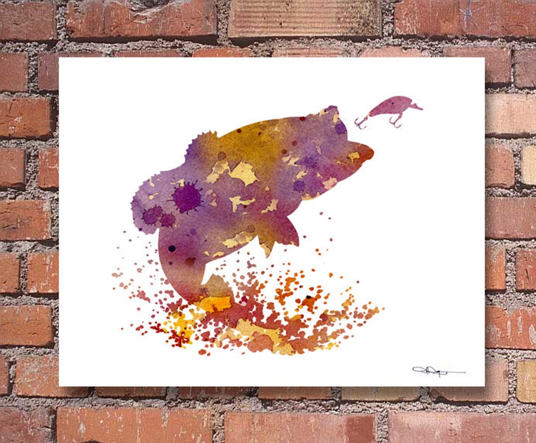 Large Mouth Bass Art Print Abstract Watercolor Painting Wall Decor - Etsy