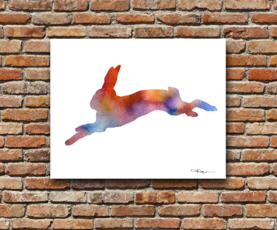 Running Hare Art Print Abstract Rabbit Watercolor Painting Wall Decor ...