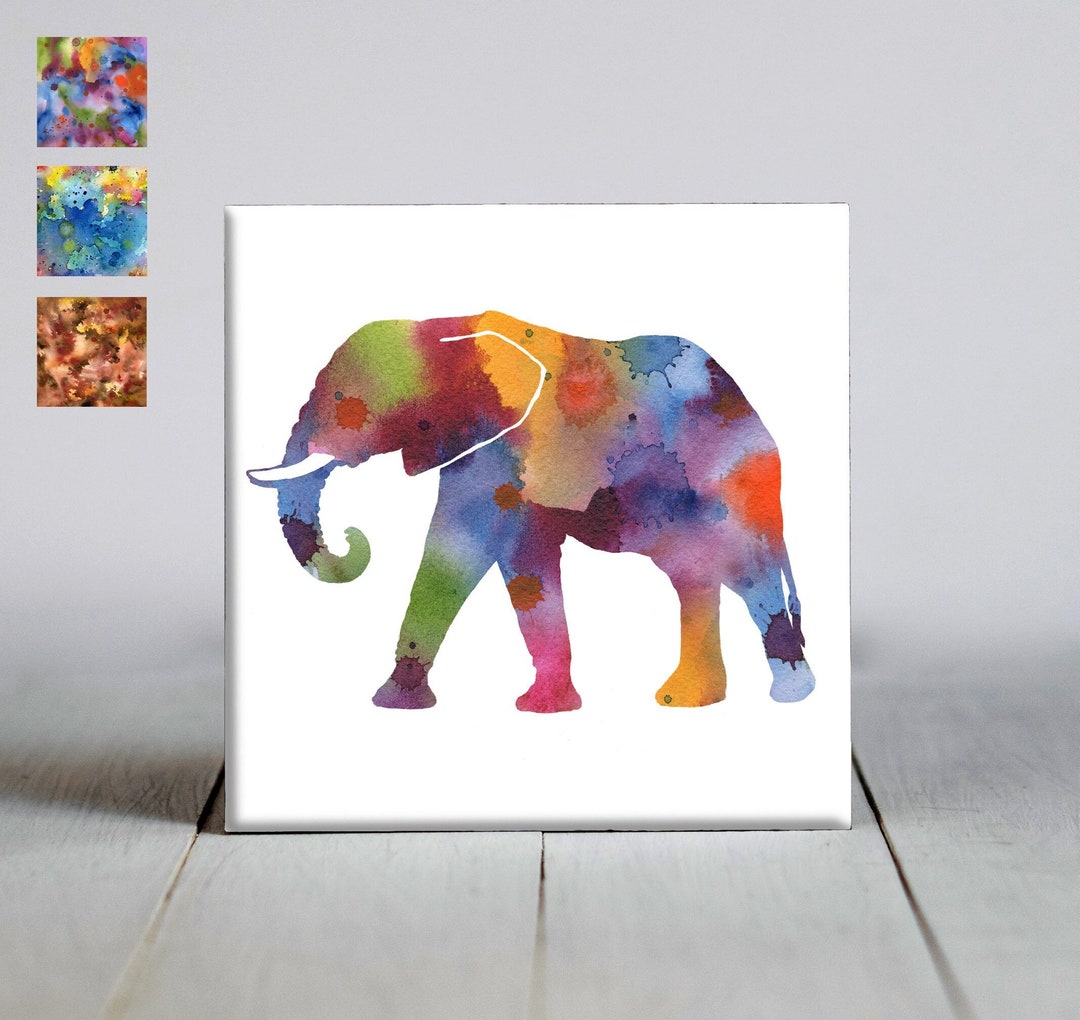 Elephant Ceramic Tile - Elephant Decorative Tile - Elephant Lover Gift ...