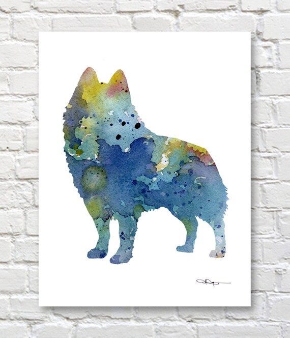Schipperke Art Print Abstract Watercolor Painting Wall - Etsy