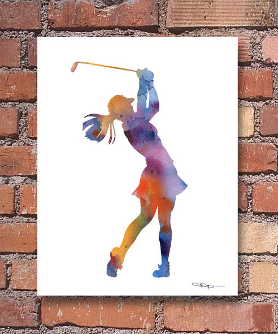 Girl Golfer Art Print - Golf Art Print - Abstract Watercolor Painting ...
