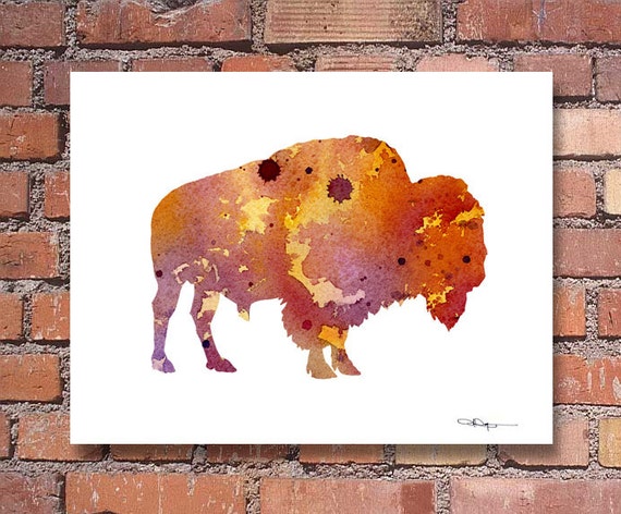 Buffalo Art Print Abstract Watercolor Painting Wall Decor | Etsy